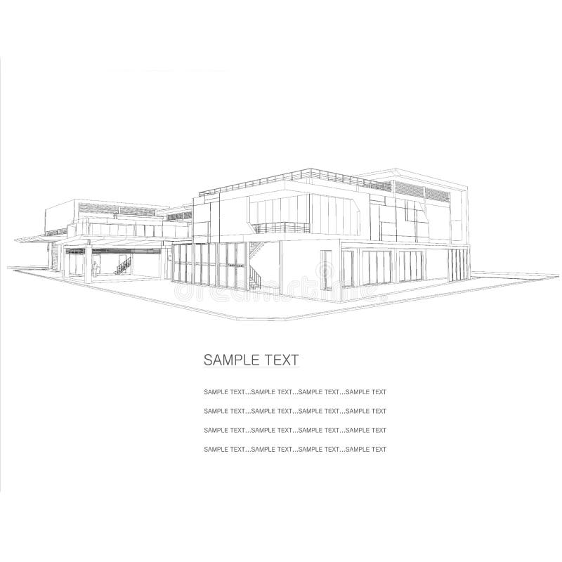 Drawing of Modern Skyscraper Stock Illustration - Illustration of ...