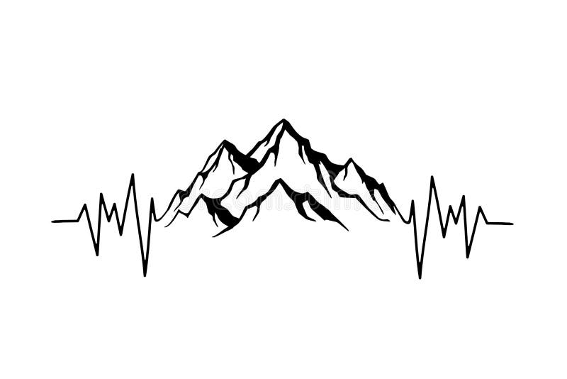 Drawing of Mountains and Nature, Mountain Print, Contour of Mountains ...