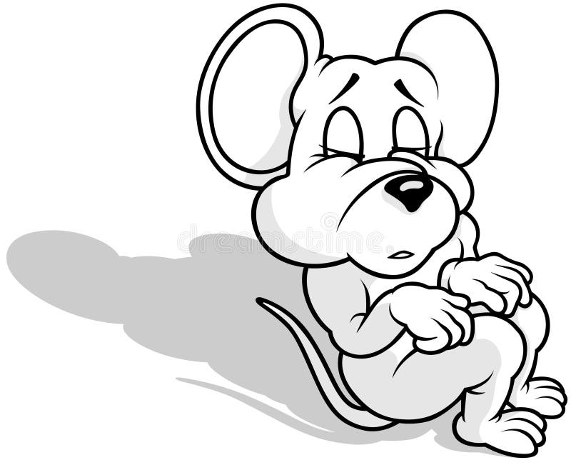 Drawing of a Mouse Sitting on a Pillow Stock Vector - Illustration of ...