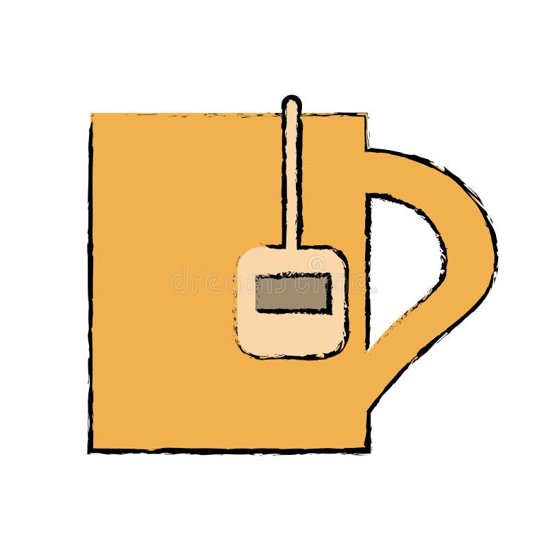 Drawing Mug Tea Hot Break Office Work Stock Vector - Illustration of ...