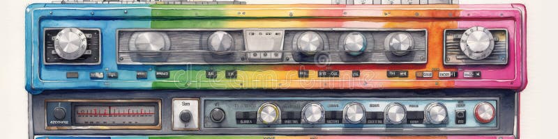 A Drawing of a Multicolored Radio with Buttons and Knobs. AI Generative ...
