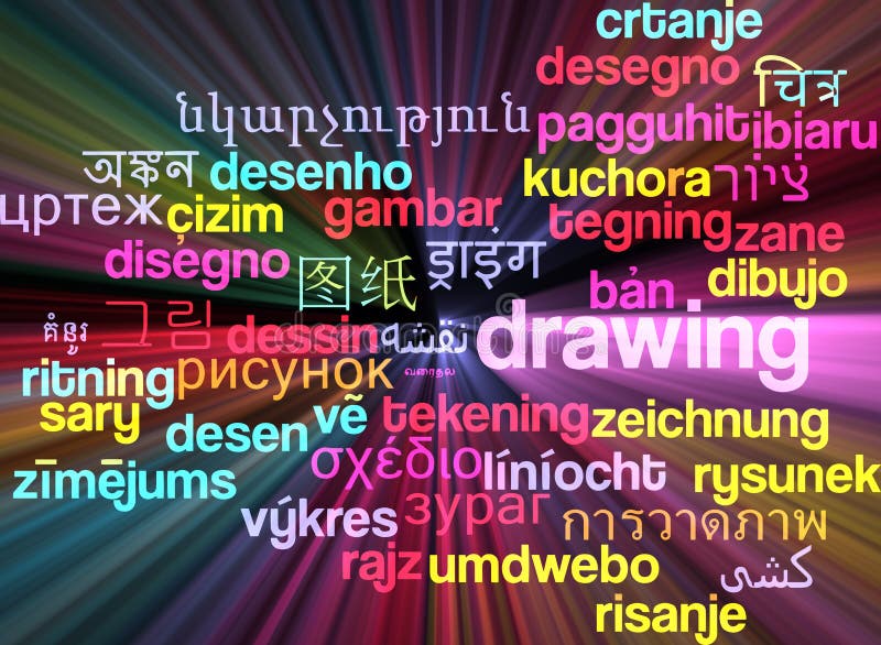 Drawing Multilanguage Wordcloud Background Concept Glowing Stock ...