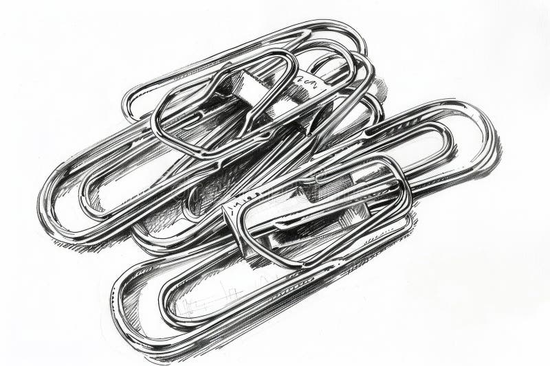 A Drawing of Multiple Paper Clips. Can Be Used for Office or Stationery ...