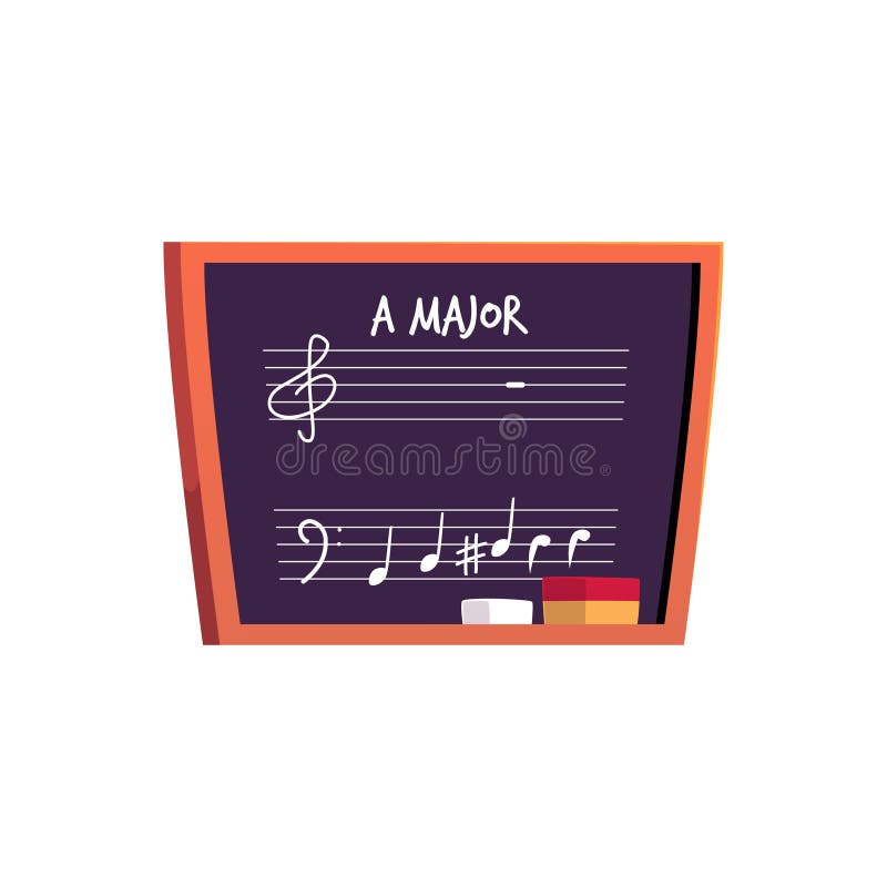 Drawing Music Notes and Clef by a Chalk on the Classroom Blackboard ...