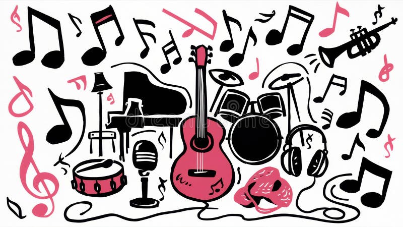 A Drawing of a Musical Instrument and Various Notes on the Wall, AI ...