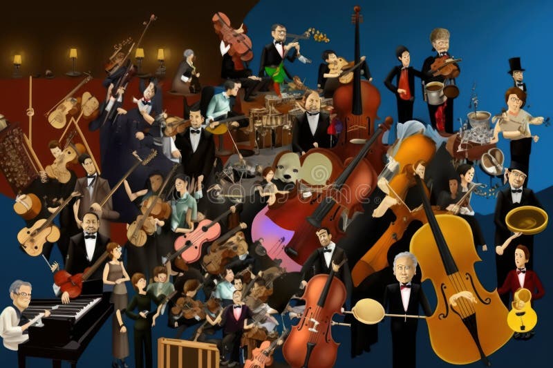Drawing of a Musical Orchestra, Picasso Style. Created with Generative ...