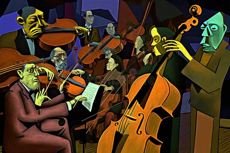 Drawing of a Musical Orchestra, Picasso Style. Created with Generative ...