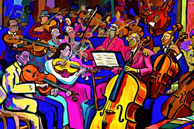 Drawing of a Musical Orchestra, Picasso Style. Created with Generative ...