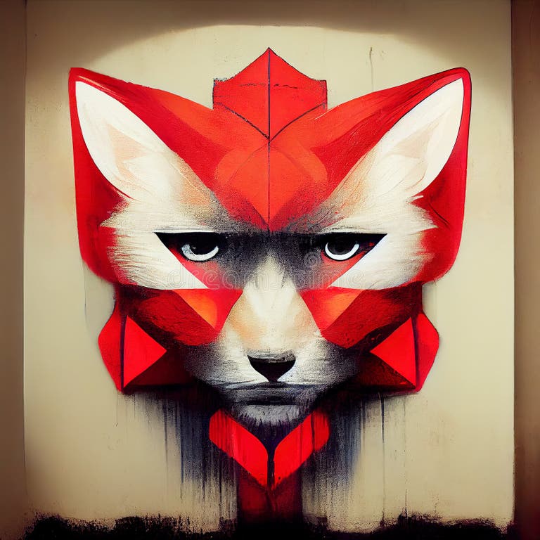 Drawing of a Muzzle of a Fox on a Wall. Graffiti. Digital Illustration. AI-generated Stock ...