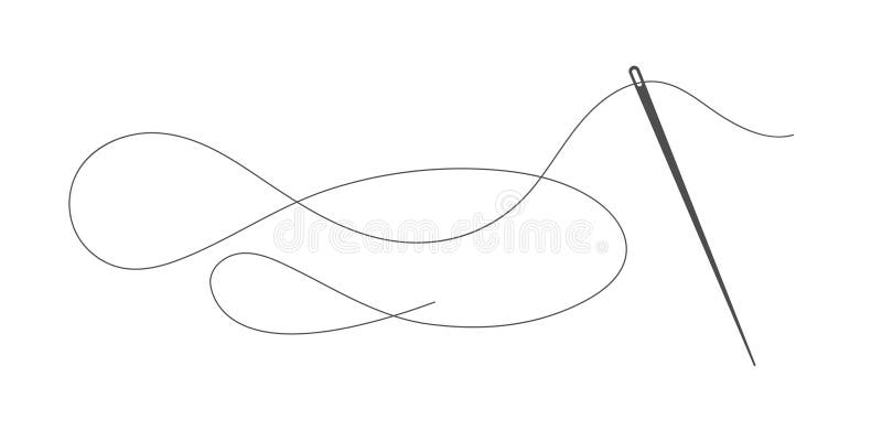 Drawing of a Needle and Thread. Embroidery and Needlework. Line Art ...