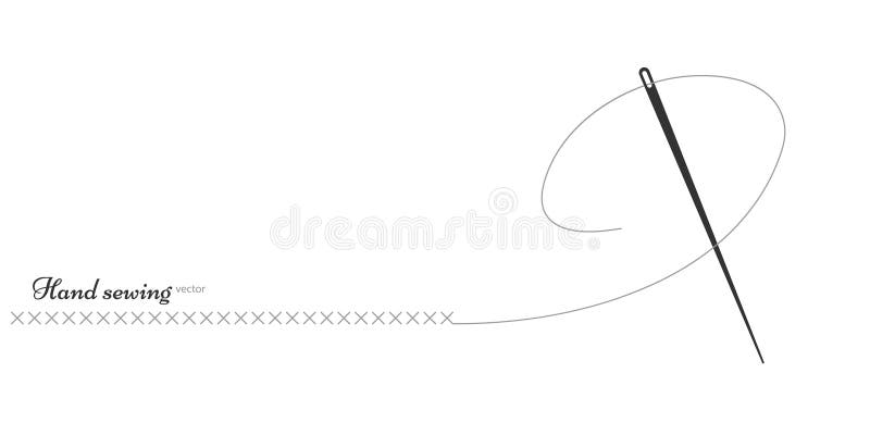 Drawing of a Needle and Thread. Embroidery and Needlework. Line Art ...