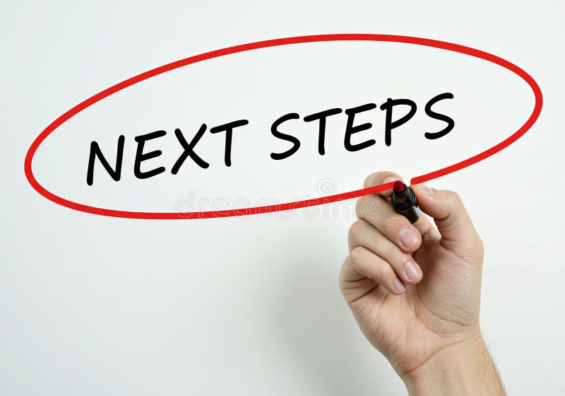 Drawing Next Steps with Red Marker on White Paper Stock Illustration ...