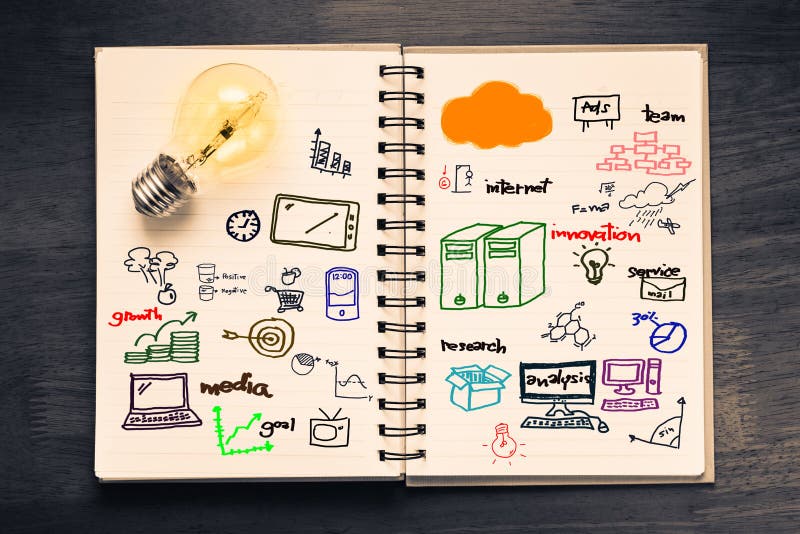 Drawing on notebook stock photo. Image of creativity - 51750396