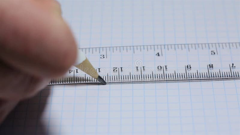 Drawing in a Notebook with a Pencil Under a Ruler Stock Footage - Video ...