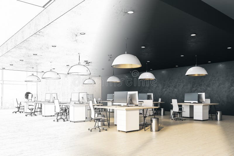 Drawing Modern Office Interior Hall Stock Illustrations – 1,253 Drawing ...