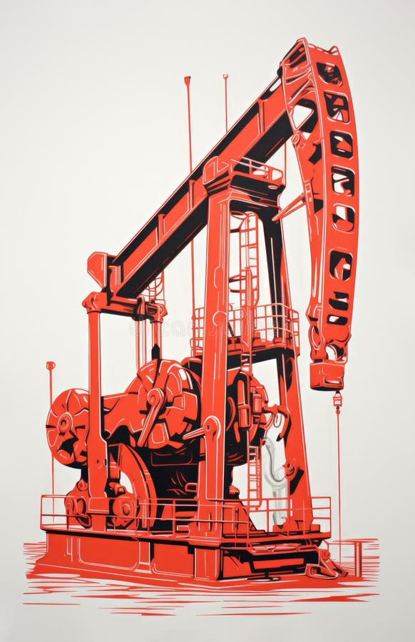 A Drawing of an Oil Pump with a Clock on it. Stock Image - Image of ...