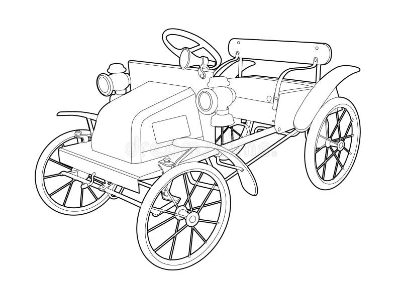 Drawing of an Old Automobile Stock Vector - Illustration of motor ...