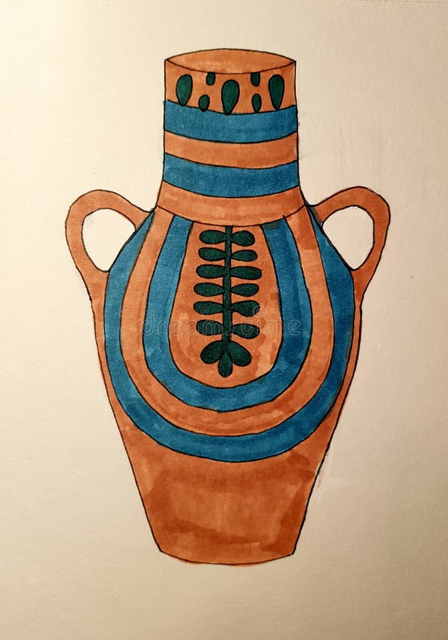 Drawing of an Ancient Clay Amphora Stock Illustration - Illustration of ...
