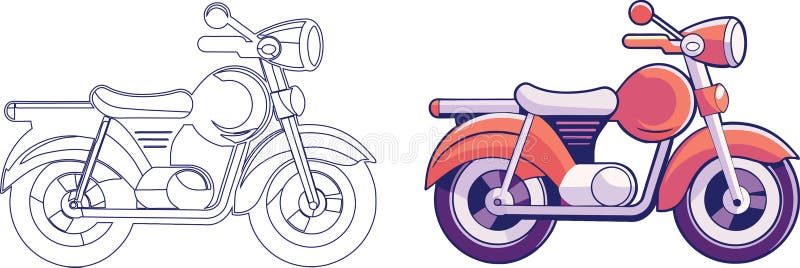 Drawing of an Old Motorcycle- Stock Image - Illustration of bike, biker ...
