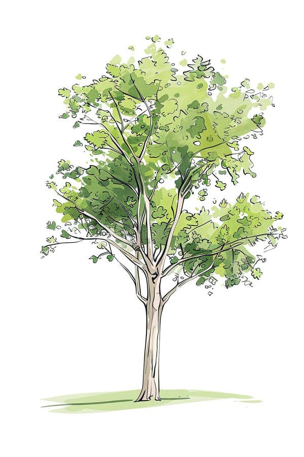 Drawing of an Old Sycamore Tree. Generative AI. Stock Illustration ...