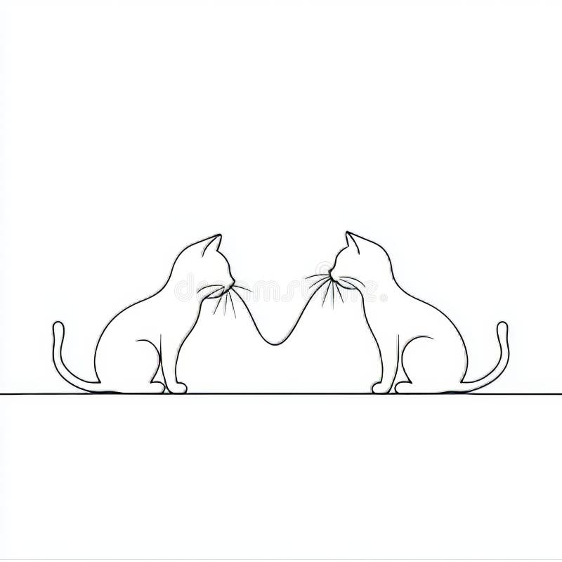 Line Drawing Two Cats Stock Illustrations 349 Line Drawing Two Cats