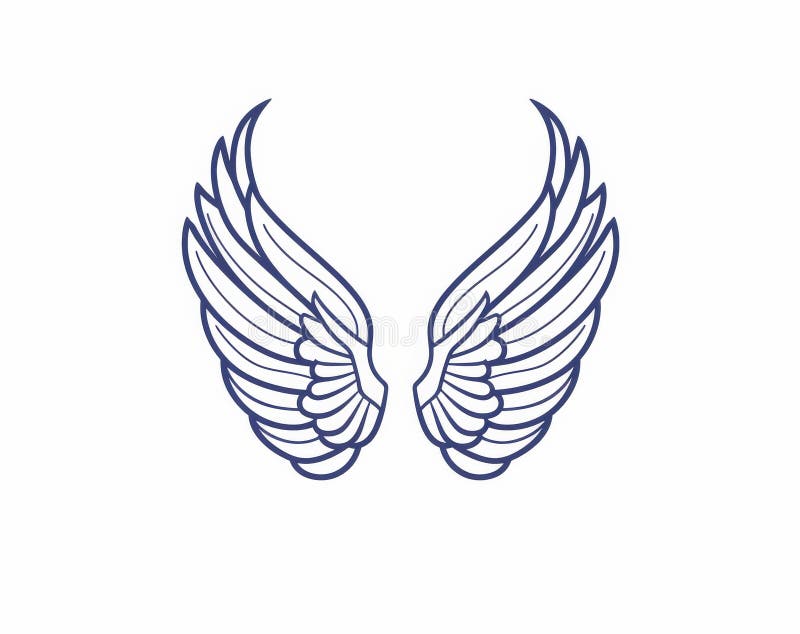 Drawing of One Continuous Line of a Wing. Angle Wing Part Single ...