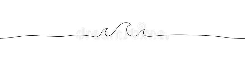 Drawing One Line of the Sea Wave. Abstract Wave Continuous Line Stock ...