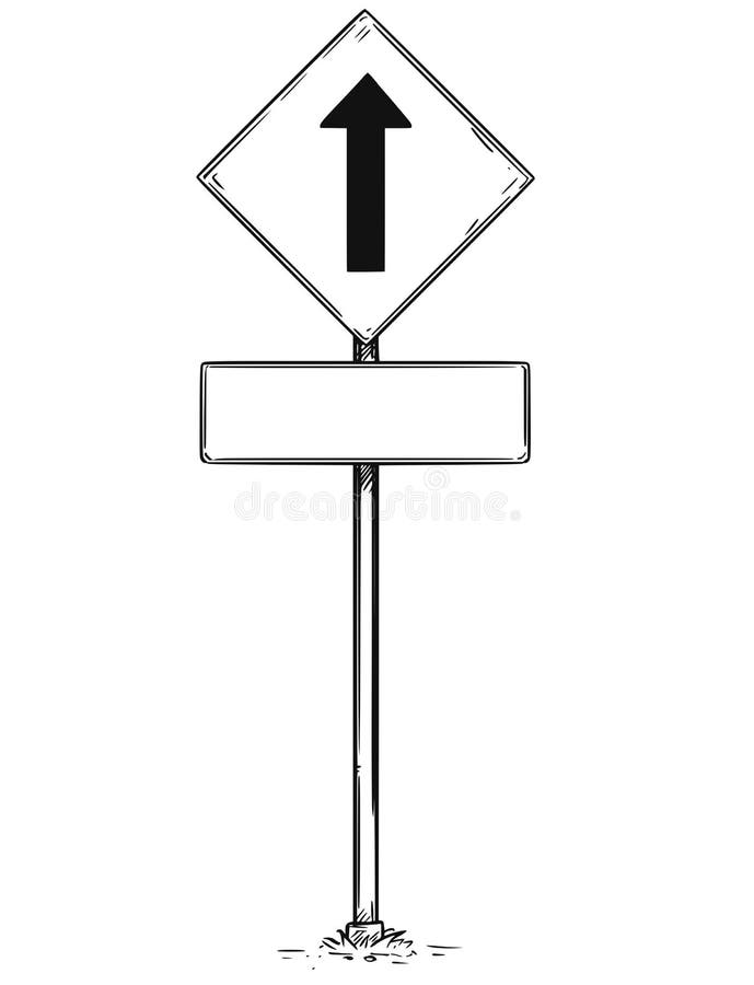Drawing of One Way Arrow Traffic Sign Stock Vector - Illustration of ...