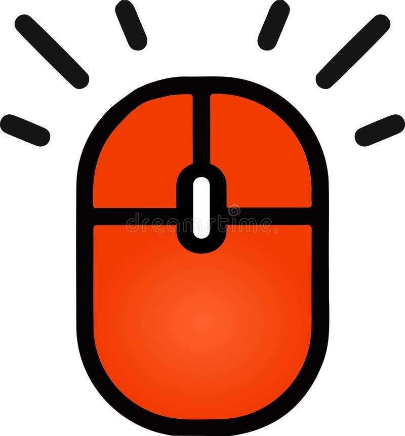 The Drawing of a Orange Computer Mouse, a Hardware Input Device Used by ...