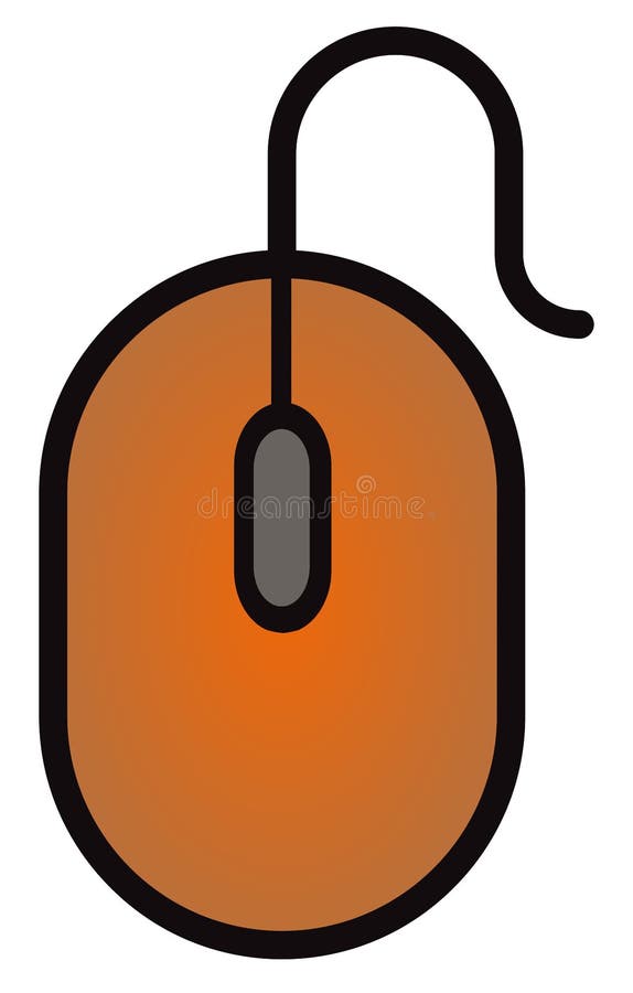 The Drawing of a Orange Computer Mouse, a Small Hardware Input Device ...