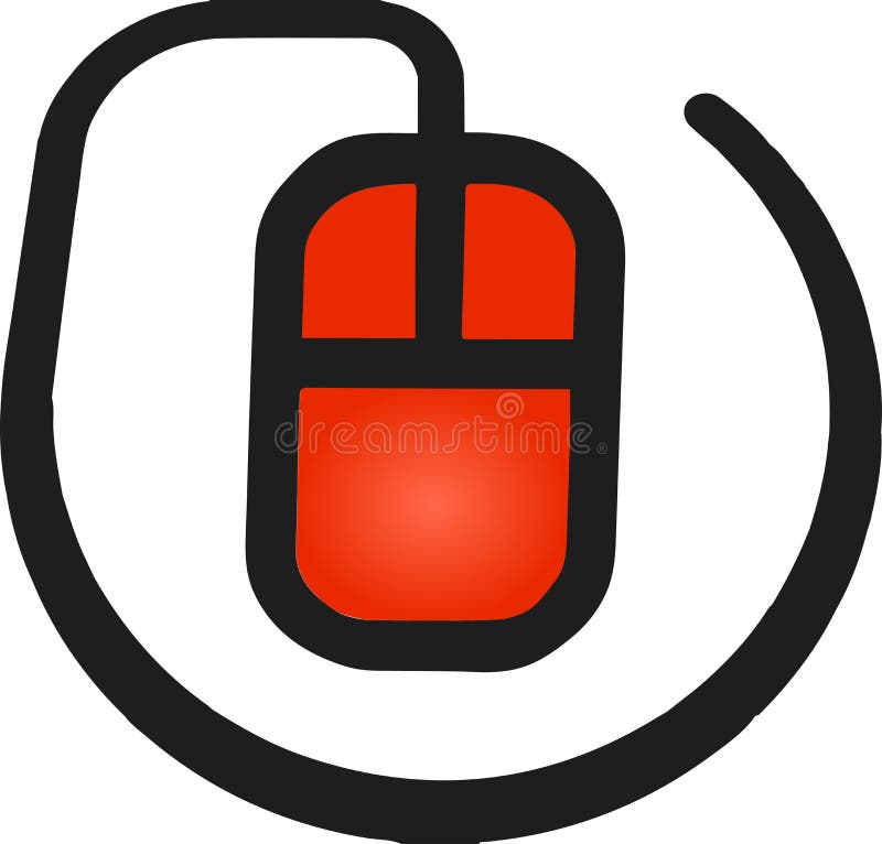 The Drawing of a Orange Computer Mouse, a Small Hardware Input Device ...