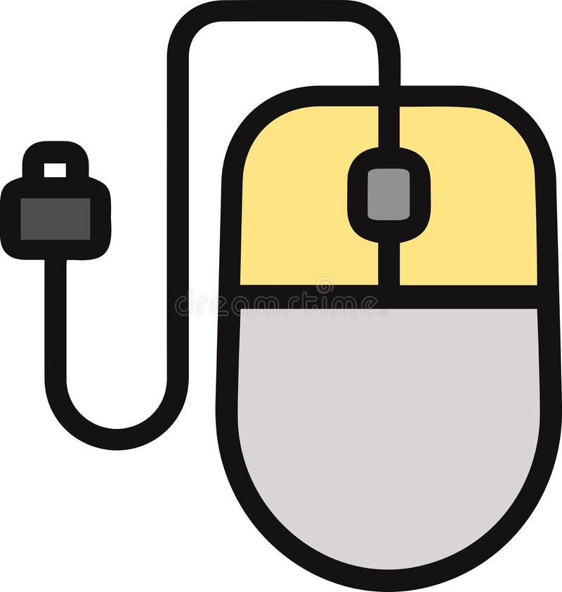 The Drawing of a Orange Computer Mouse, a Small Hardware Input Device ...