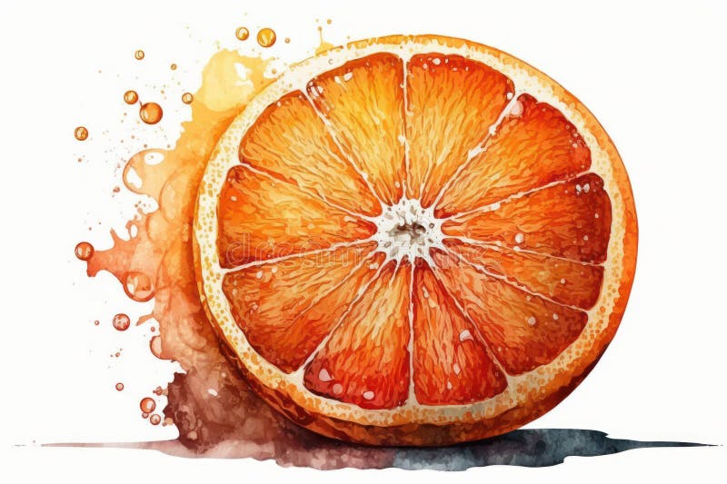 Drawing of an Orange Cut in Half. Generative AI. Stock Photo - Image of ...