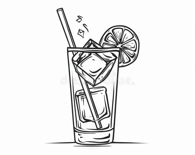 Drawing of Orange Juice Outline on a Glass. Continuous One Line Drawing ... Drawing of Orange Juice Outline on a Glass. Continuous One Line Drawing ...