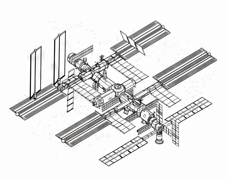 Drawing of an Outer Space Satellite. Simple Outline Illustration of ...
