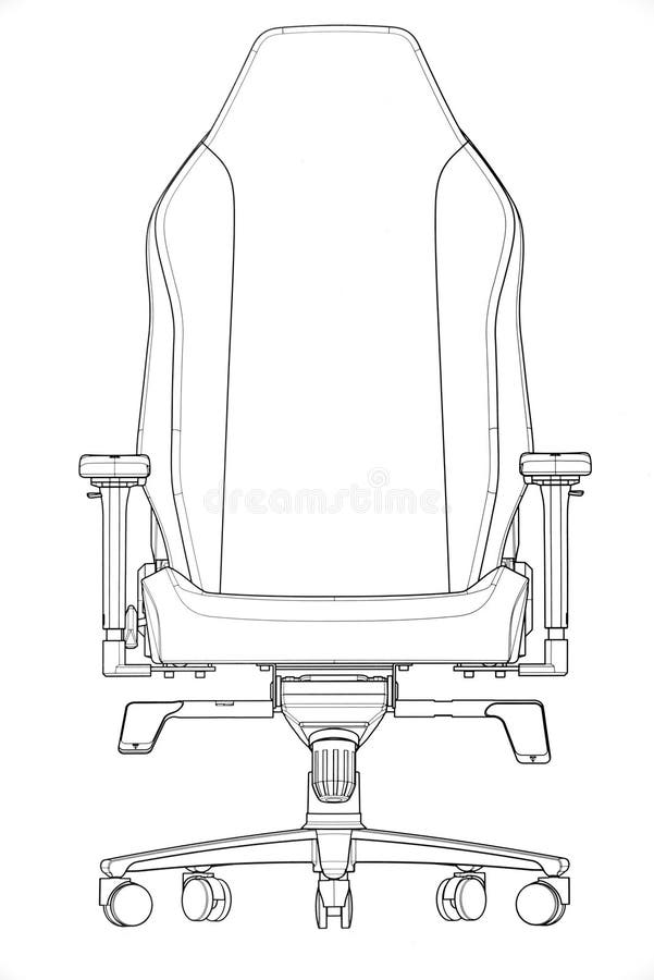 Drawing Outline Illustration of a Comfortable Computer Chair on Wheels ...