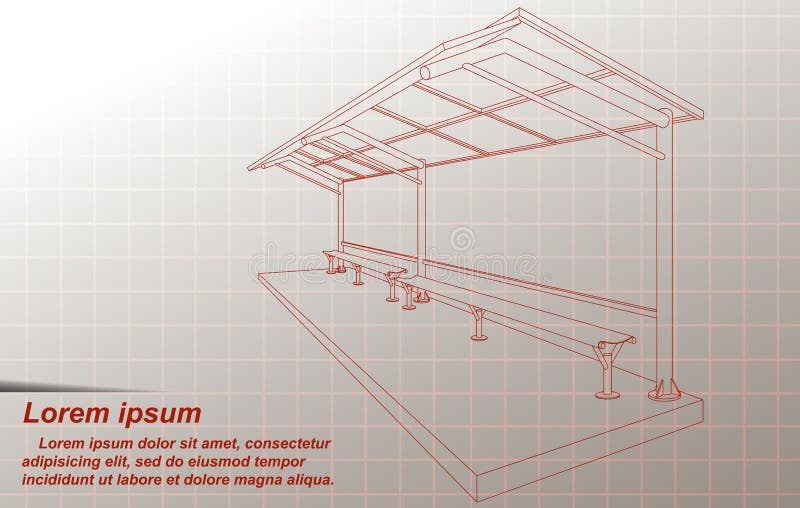 Drawing Outline of Place To Wait for a Bus Stock Vector - Illustration ...