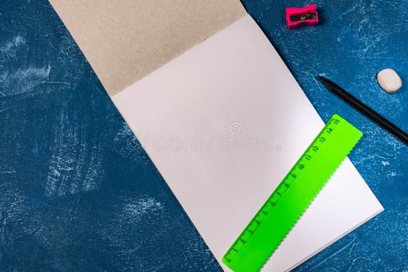 Drawing Pad and on Blue Background Stock Image - Image of color, design ...