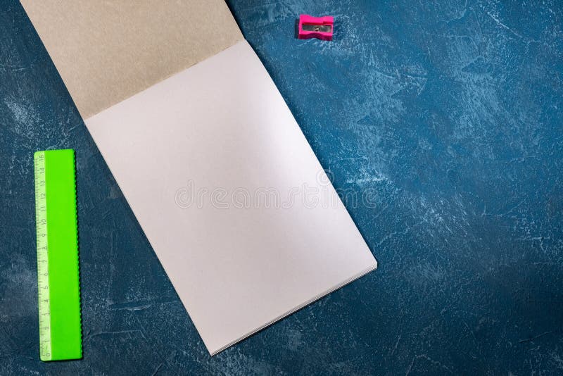 Drawing Pad and on Blue Background Stock Image - Image of orange ...