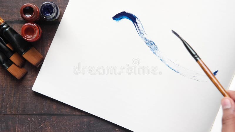 Drawing with Paint Brush on a Paper Stock Footage - Video of tool ...