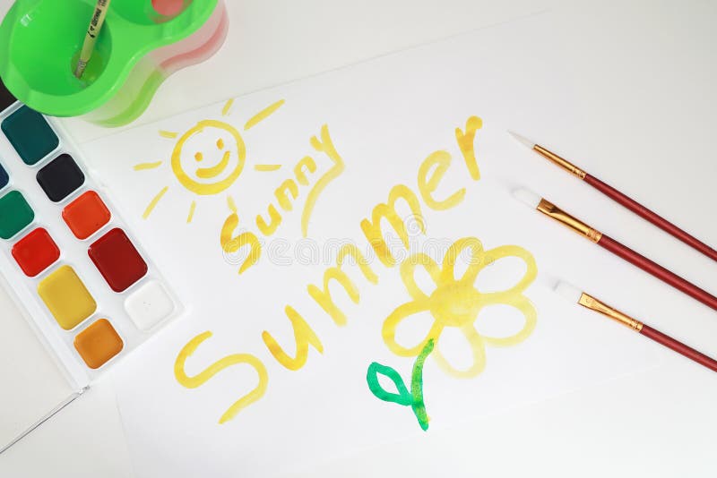 Drawing Paints on a White Sheet of Paper Stock Image - Image of paper ...