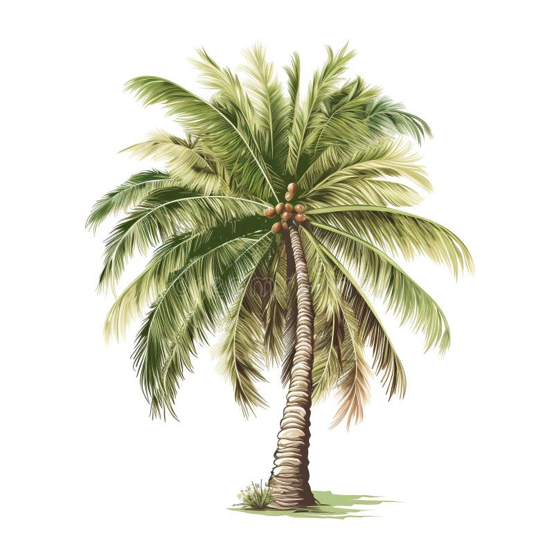 Drawing of a Palm Tree. Generative AI Stock Illustration - Illustration ...