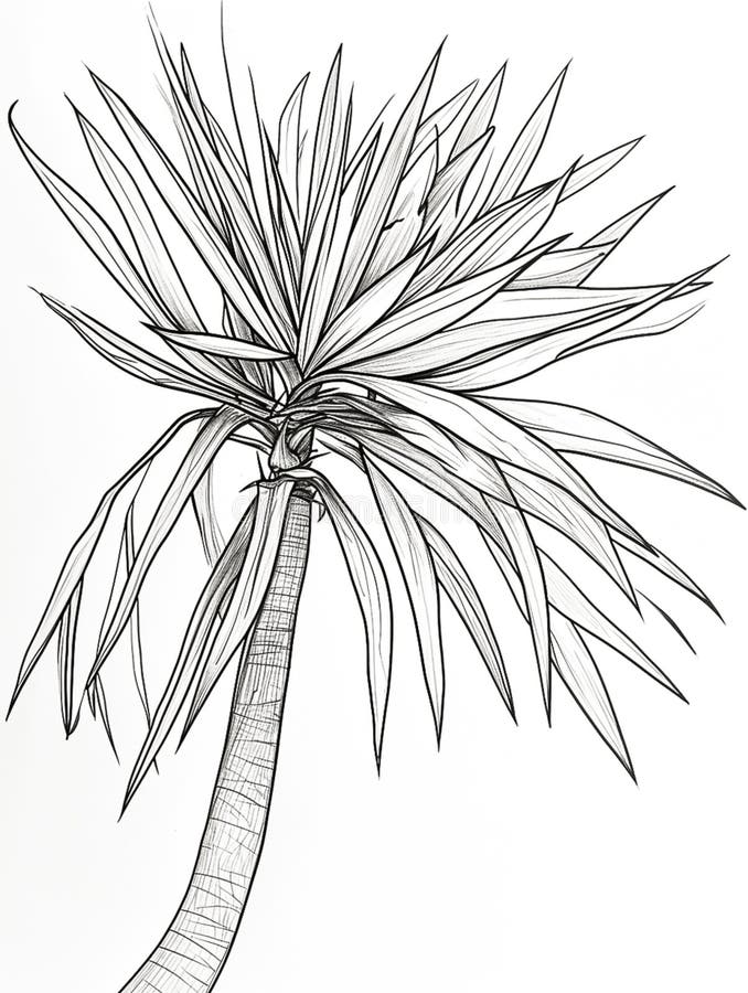 Drawing of a Palm Tree with a Long Stem and a Long Trunk Stock ...