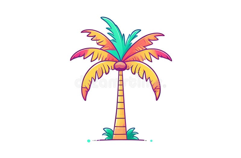 Drawing of a Palm Tree on a White Background Stock Illustration ...