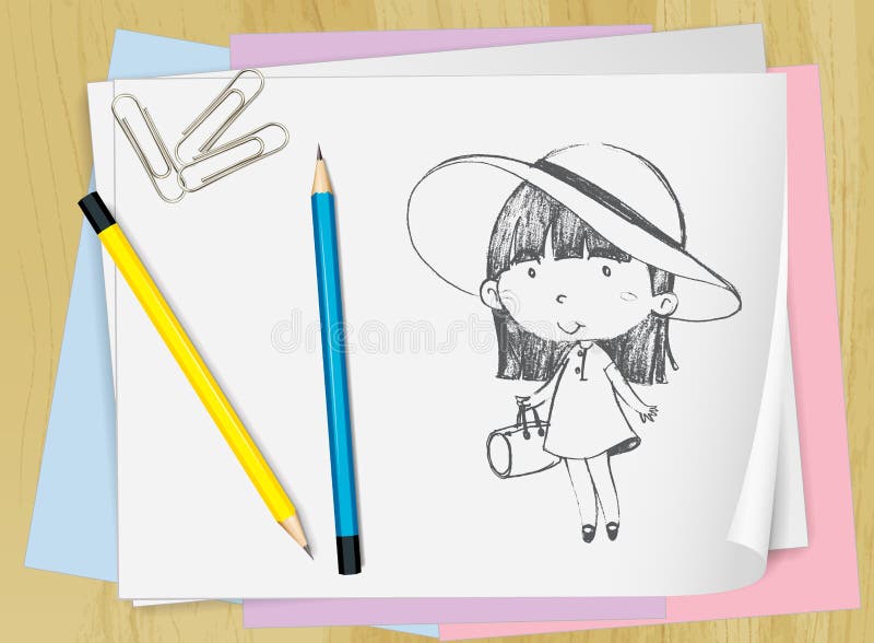 Drawing on paper stock vector. Illustration of pose, bench - 33098180