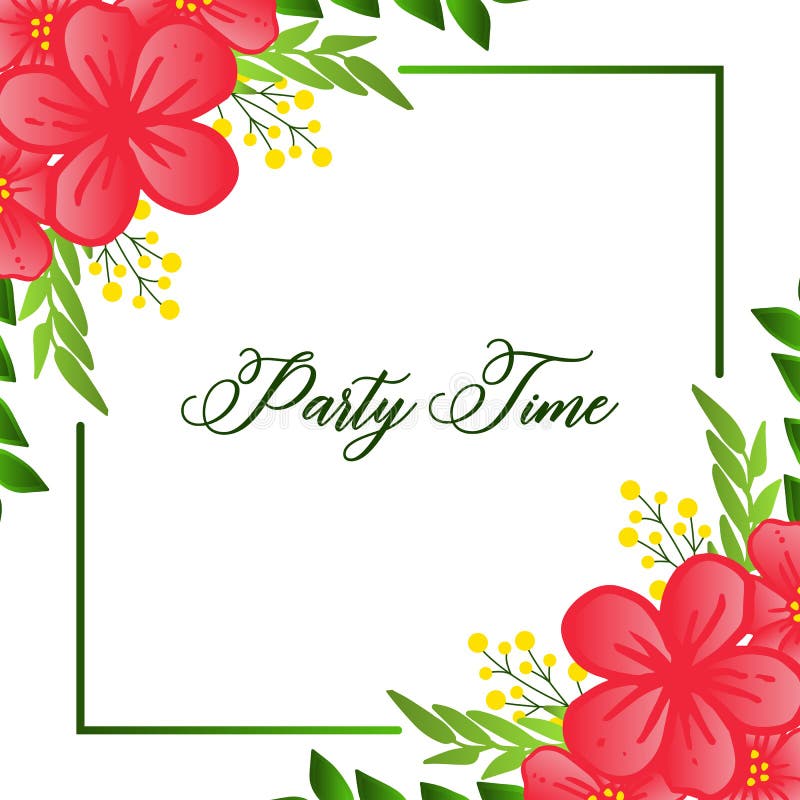 Drawing for Party Time Invitation Card, with Ornate of Wreath Frame ...