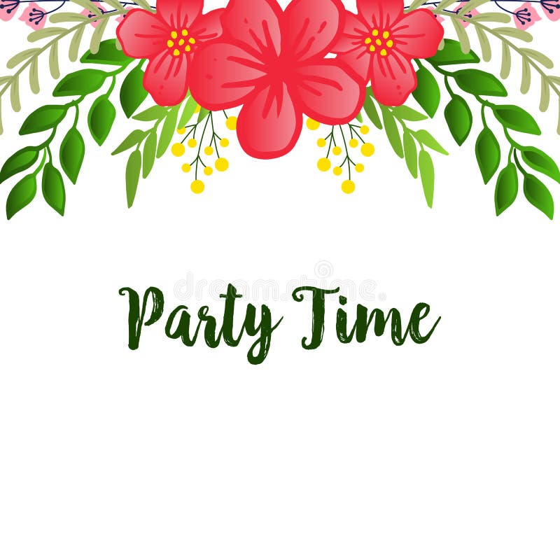 Drawing for Party Time Invitation Card, with Ornate of Wreath Frame ...