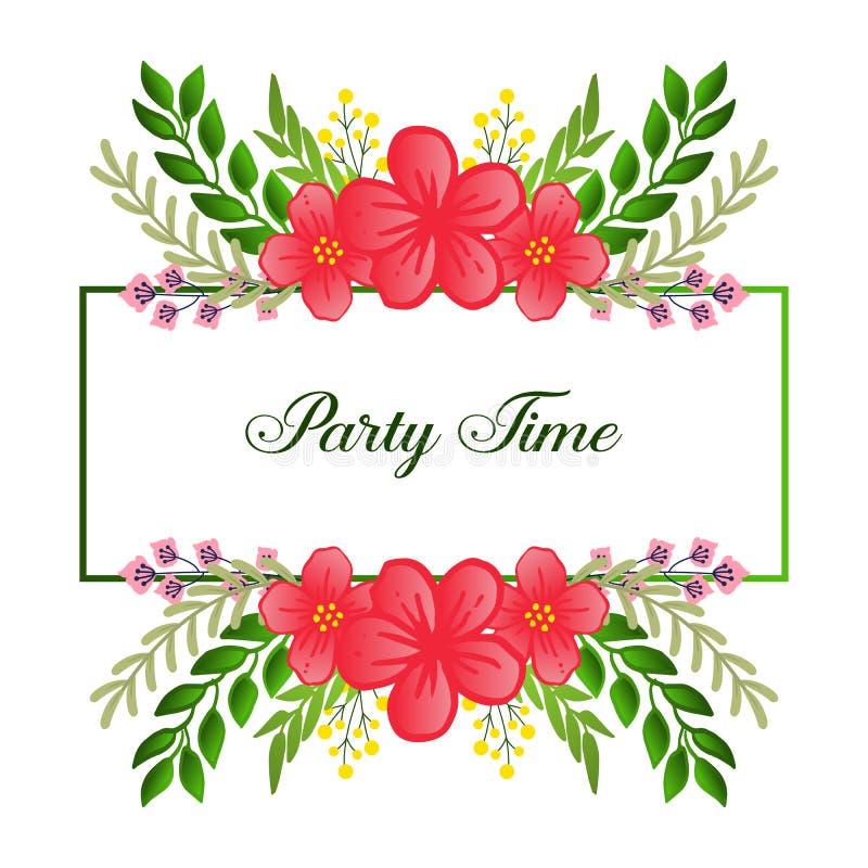 Drawing for Party Time Invitation Card, with Ornate of Wreath Frame ...