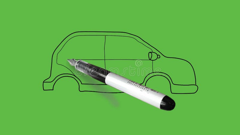 Drawing an Passenger Car with Black and Color Combination on Abstract ...