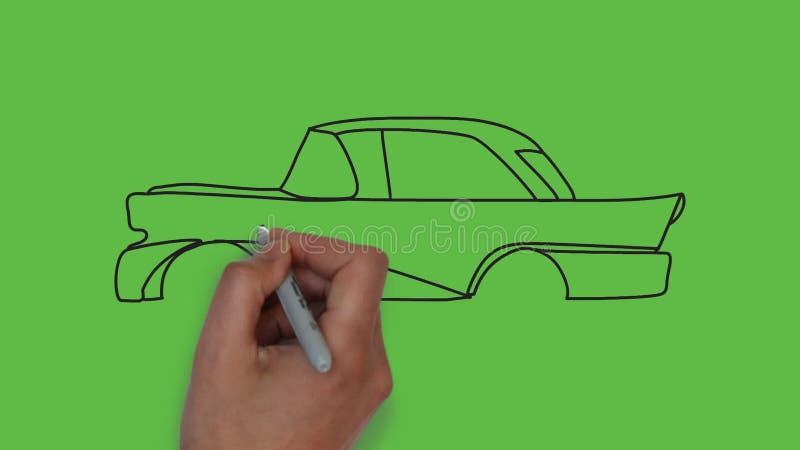 Drawing an Passenger Car with Black and Color Combination on Abstract ...